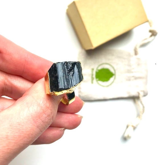 Bondhu | Jewelry | Black Tourmaline With Starry Mica Crust Pyrite Stone ...